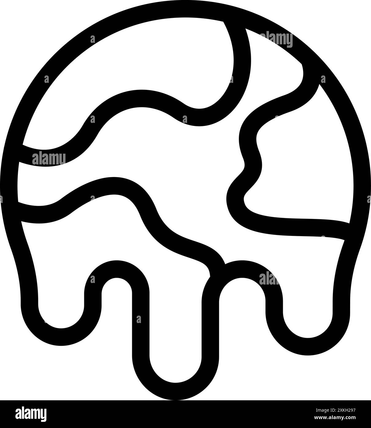 Simple bold line art icon of planet earth melting representing global warming Stock Vector Image ...