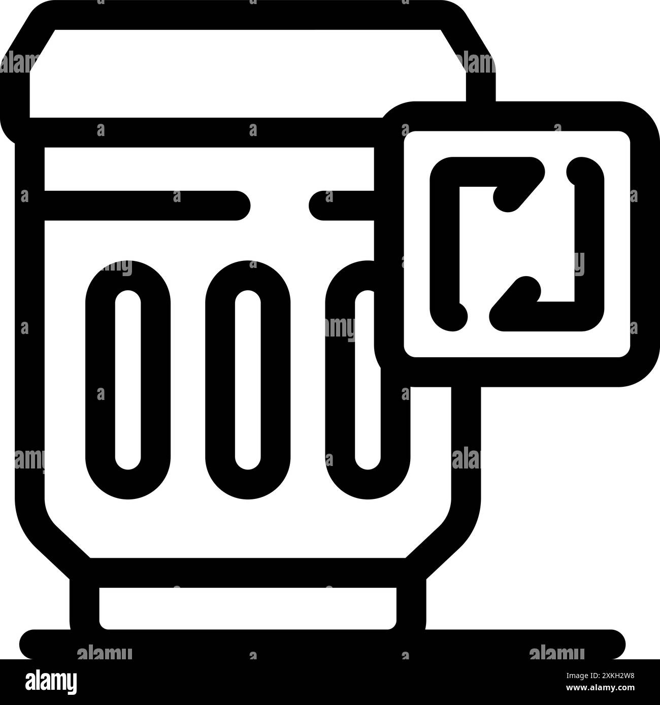 Line art icon of a smart trash can using object detection to sort waste ...