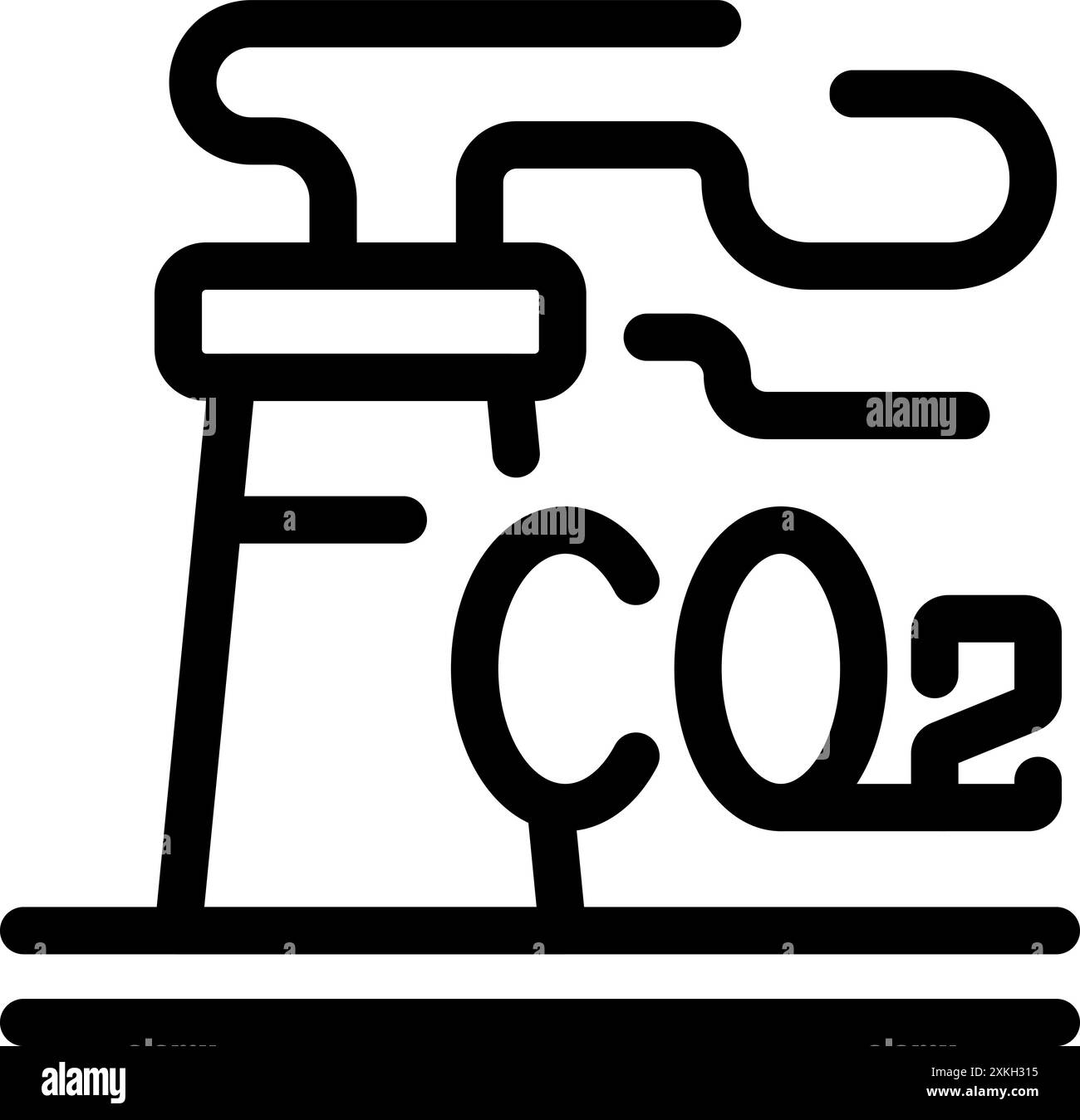 Simple icon of a factory releasing co2 emissions into the atmosphere ...