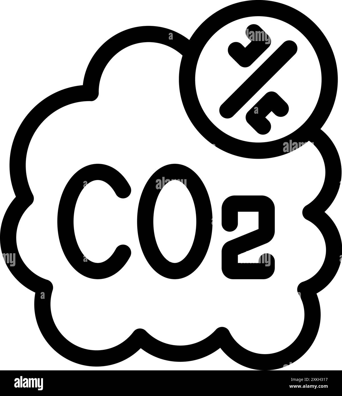 Co2 emission rate reducing with percentage symbol representing global ...