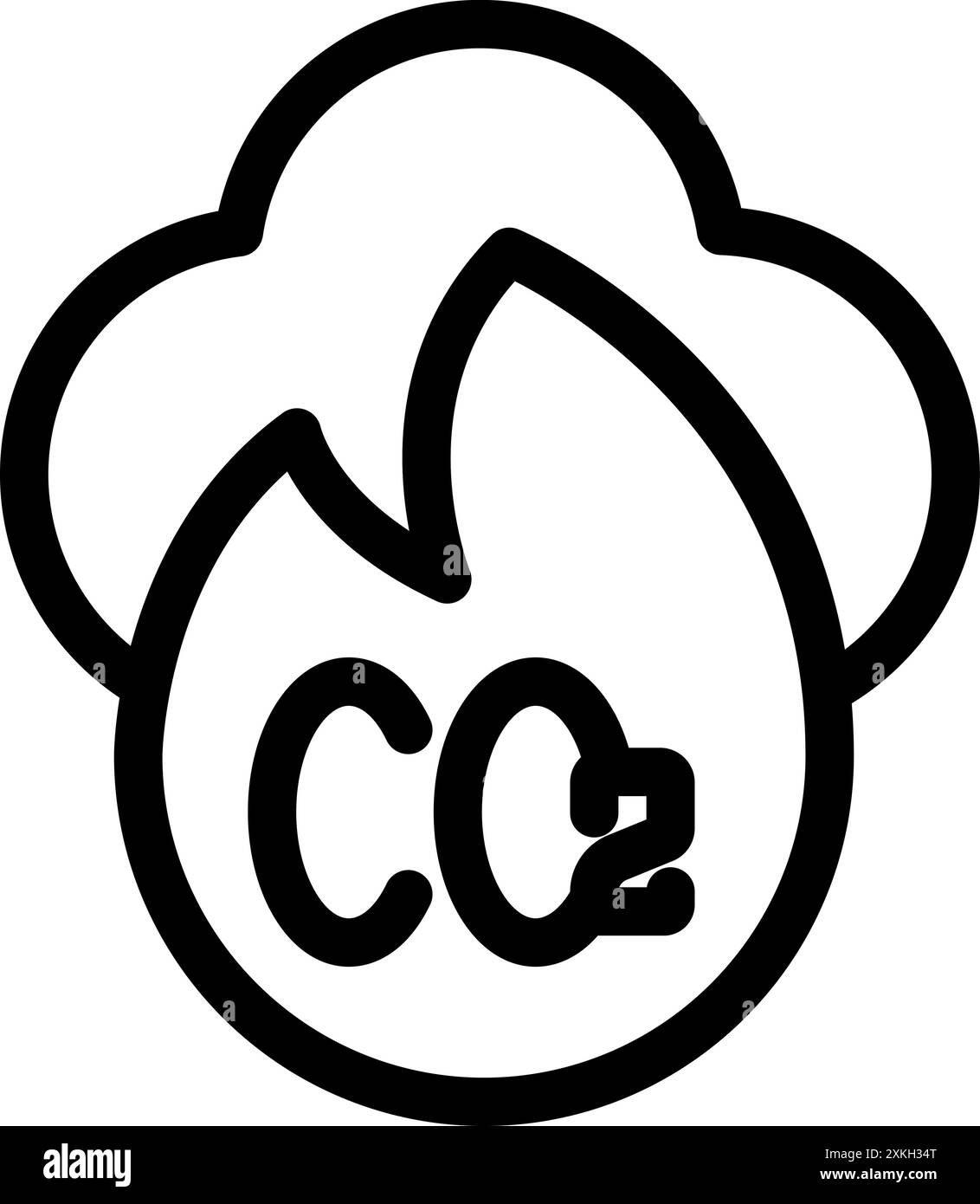 Simple icon of co2 emissions increasing pollution with fire burning ...