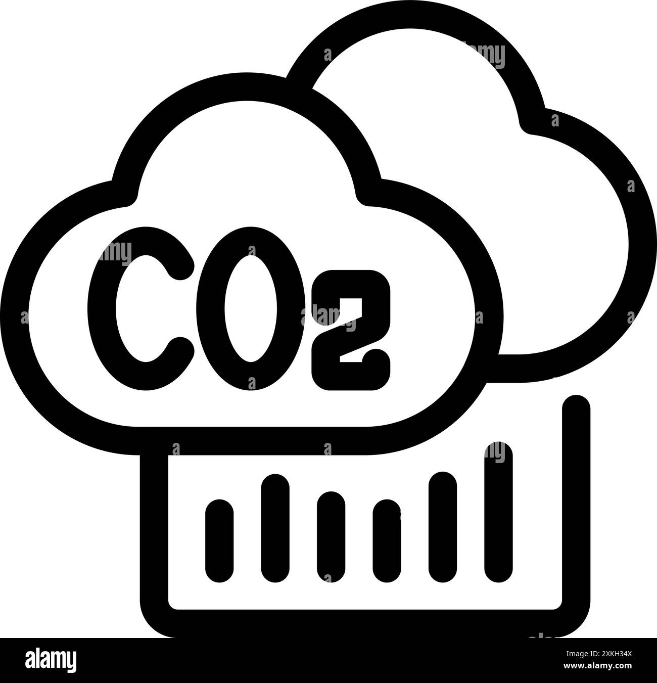 Line art image of a co2 cloud over a bar chart, symbolizing the ...