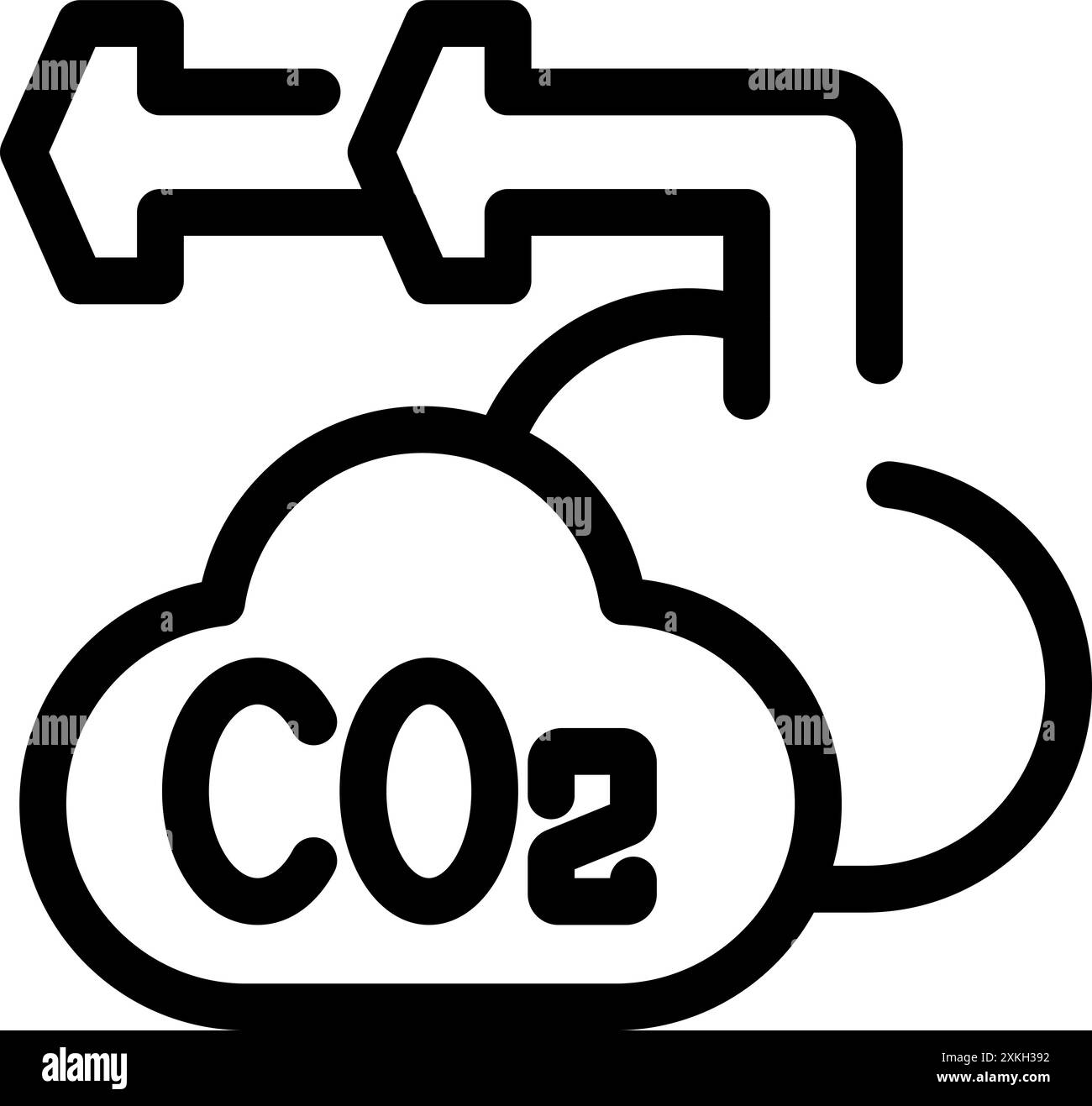 Line art icon of co2 emissions being reduced by cloud technology Stock ...