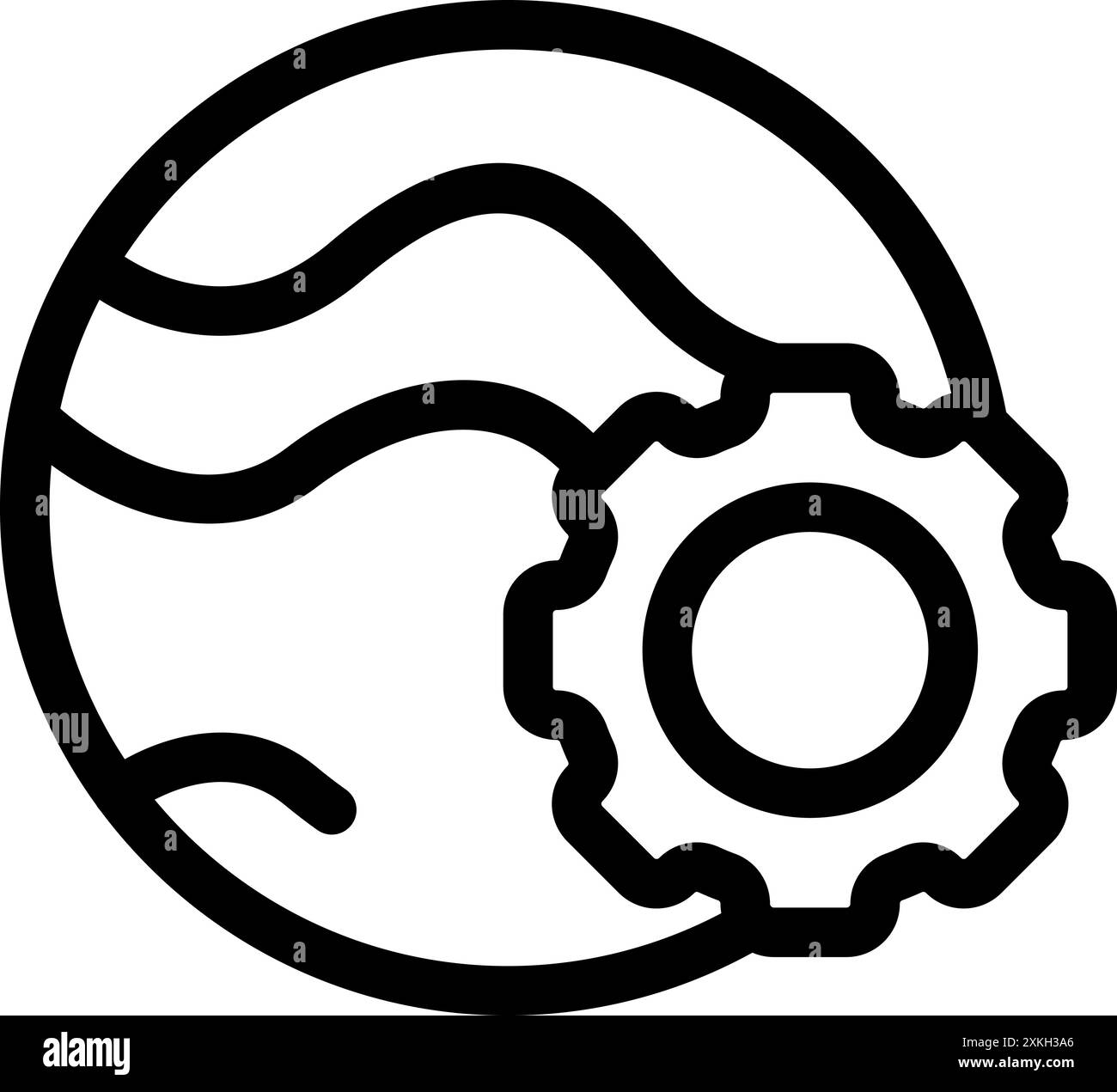Line art style icon of a gear working as an earth optimization ...