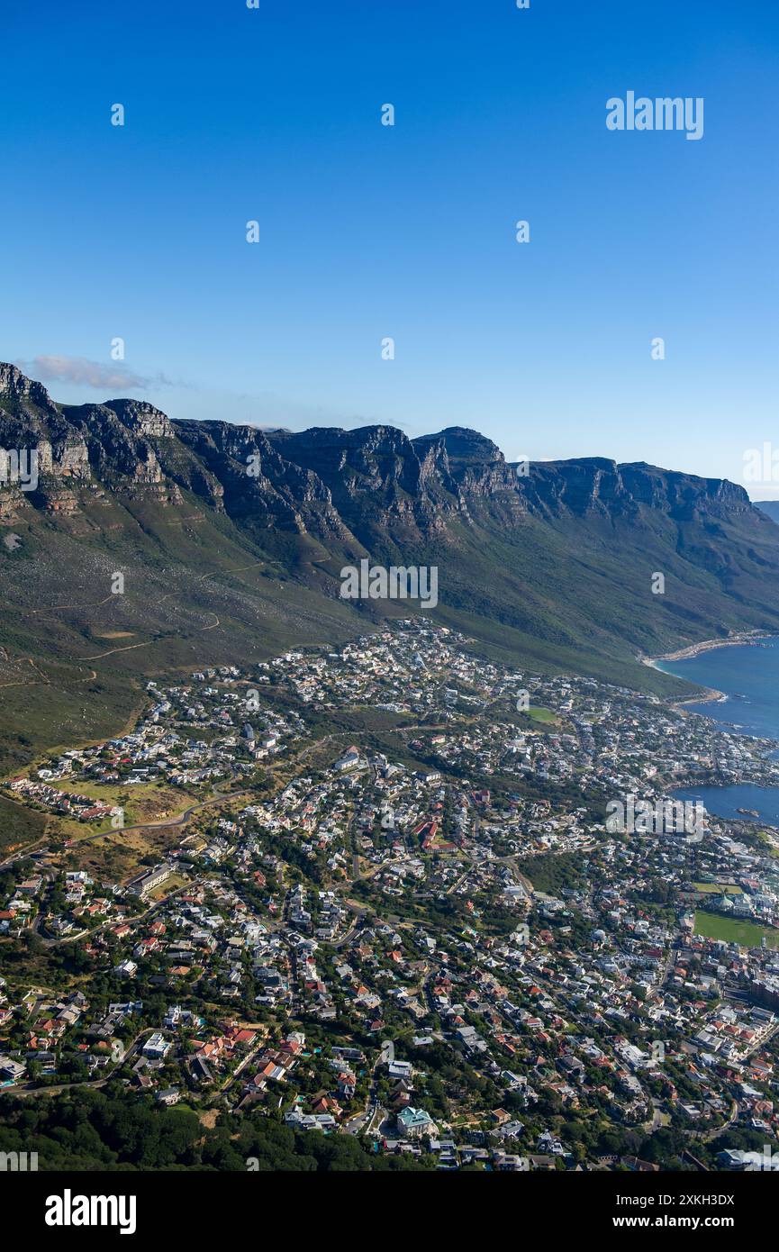 An aerial view, overlooking Cape Town, Western Cape, South Africa. High ...