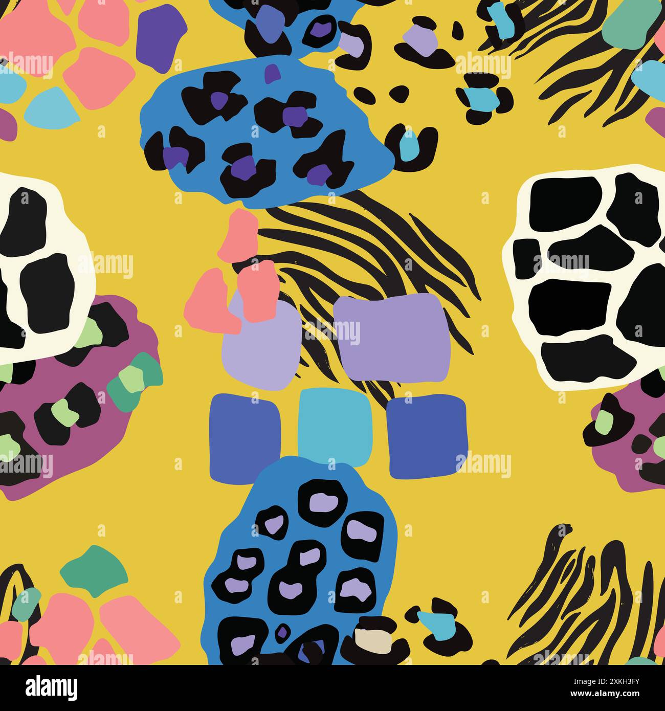 Textile art featuring colorful leopard print on a zebra background ...