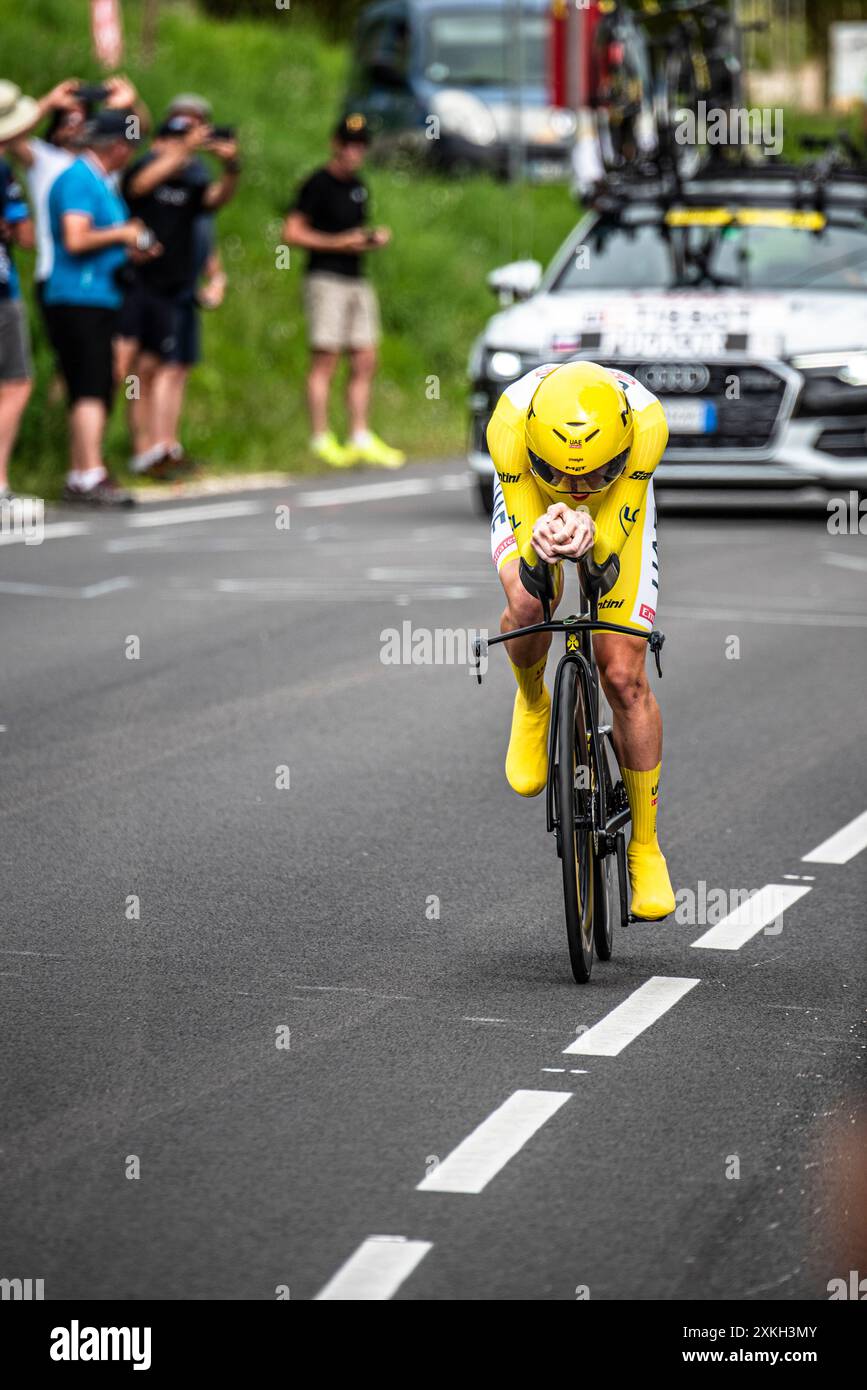 TADEJ POGACAR of UAE TEAM EMIRATES cycling in the Tour de France Stage ...