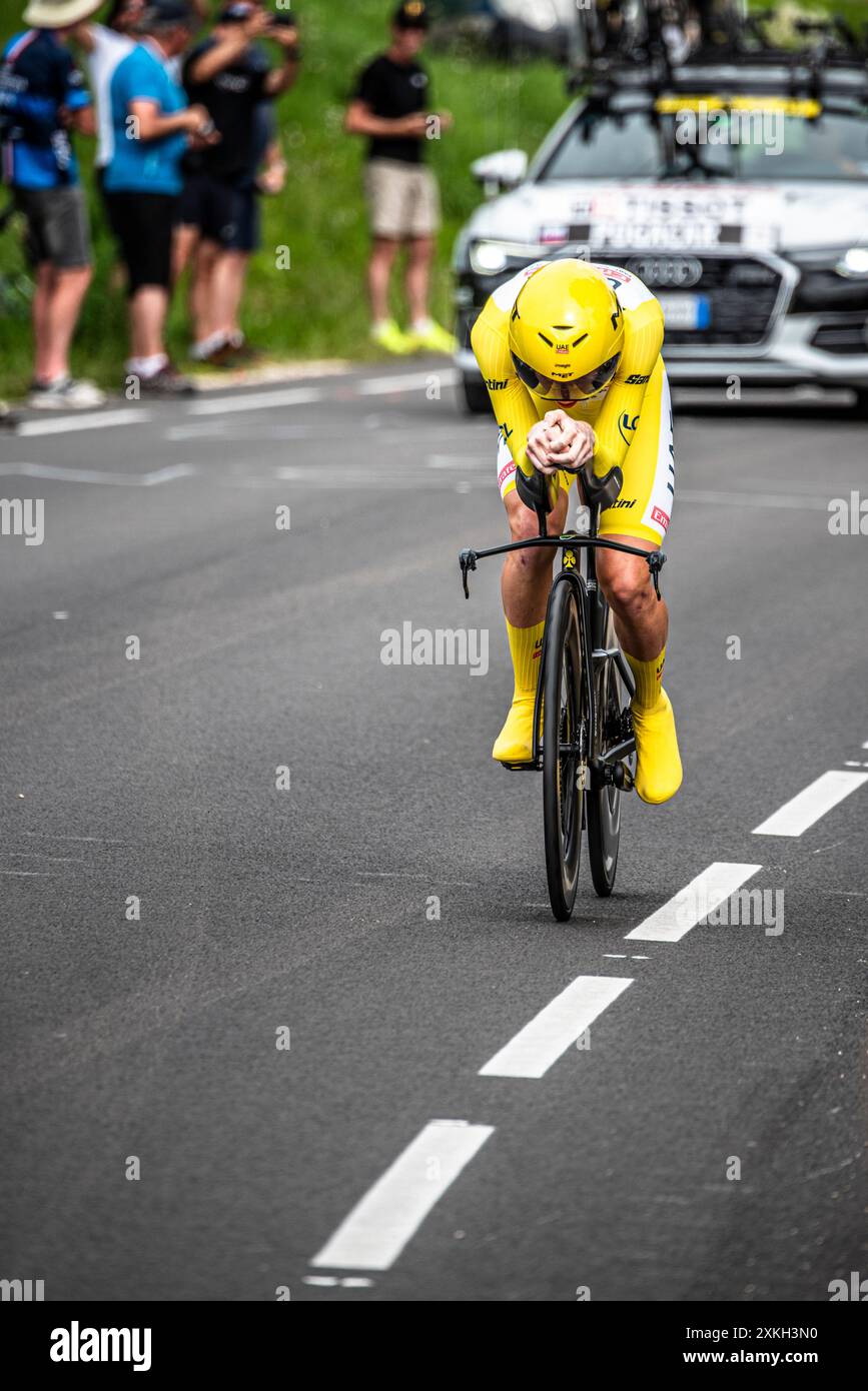 TADEJ POGACAR of UAE TEAM EMIRATES cycling in the Tour de France Stage ...