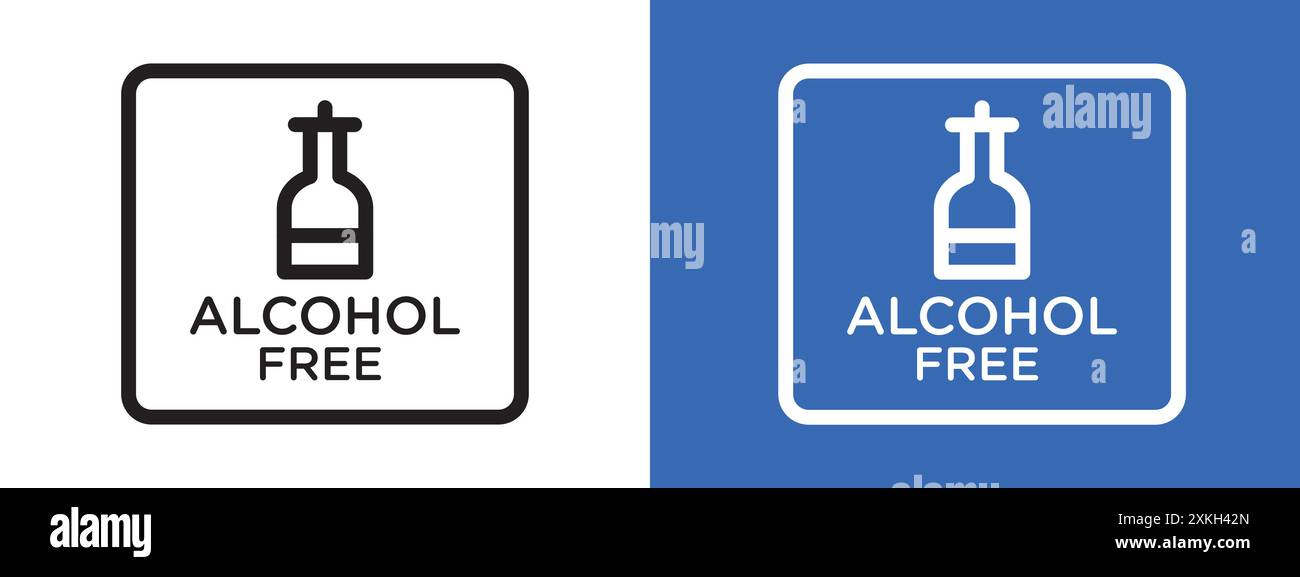 Alcohol free icon logo sign vector outline in black and white color ...
