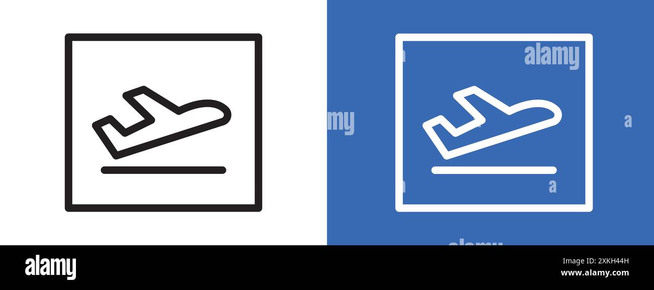 Arrivals plane icon logo sign vector outline in black and white color ...