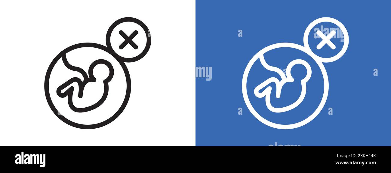 Abortion of fetus icon logo sign vector outline in black and white ...