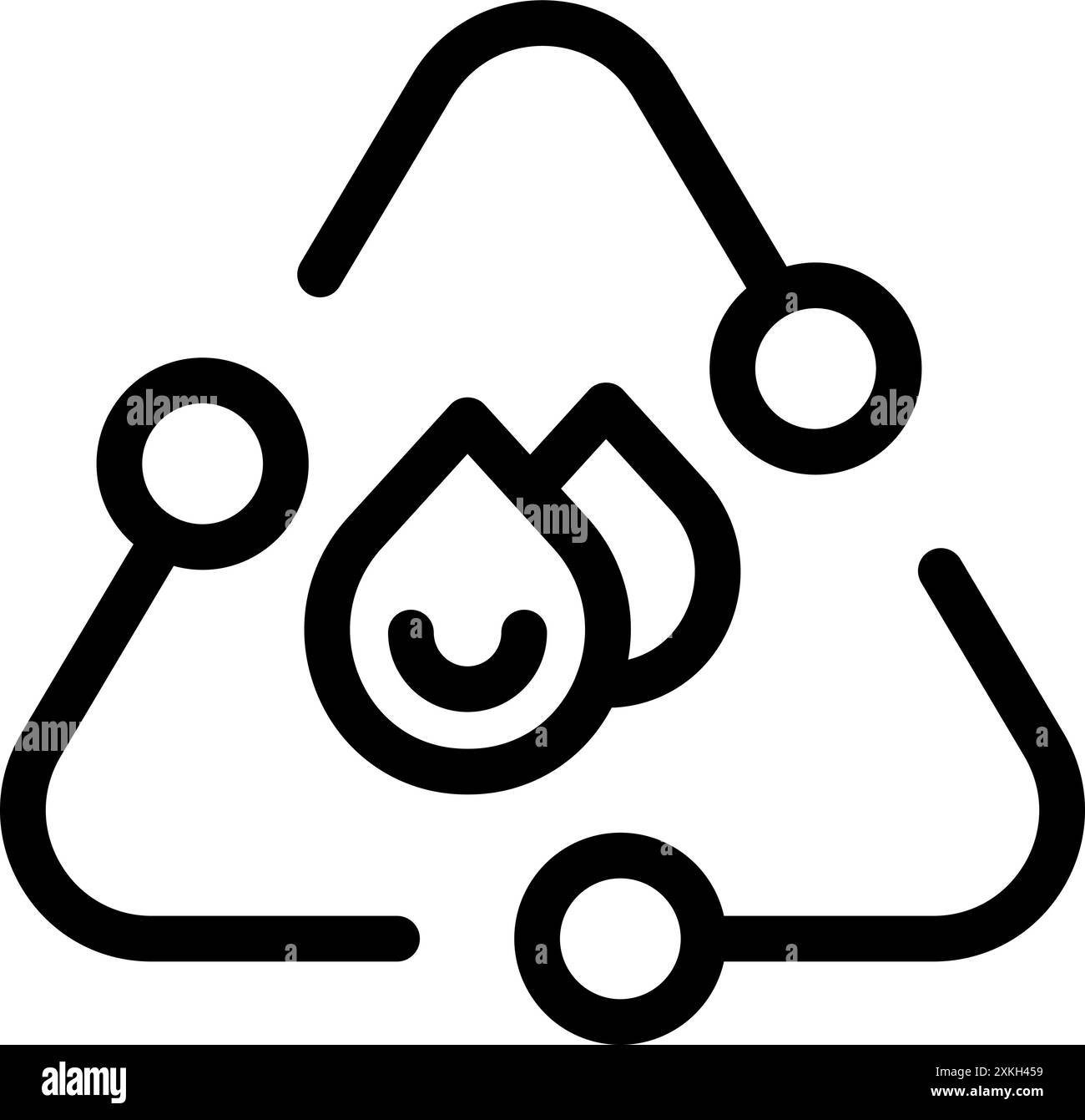 This simple icon represents the process of water recycling, emphasizing ...