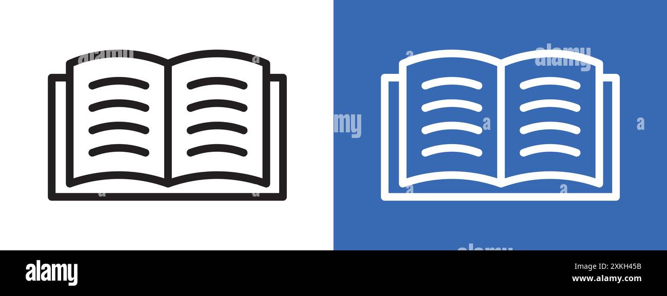 Book icon logo sign vector outline in black and white color Stock ...