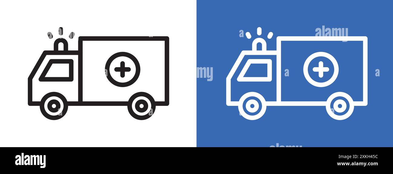 Ambulance icon logo sign vector outline in black and white color Stock ...