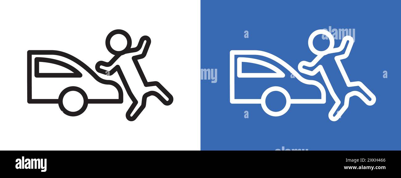 car Accident icon logo sign vector outline in black and white color ...