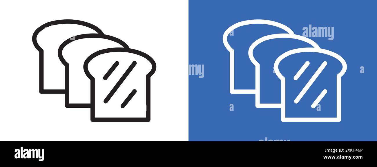 Bread slice icon logo sign vector outline in black and white color ...