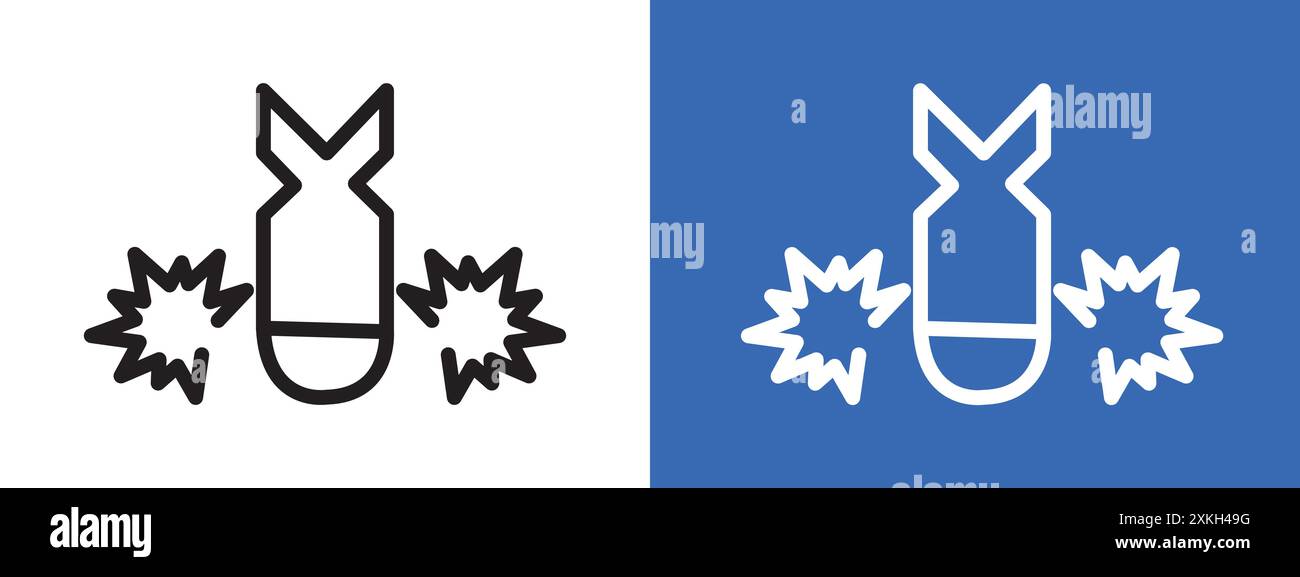 Bomb icon logo sign vector outline in black and white color Stock ...