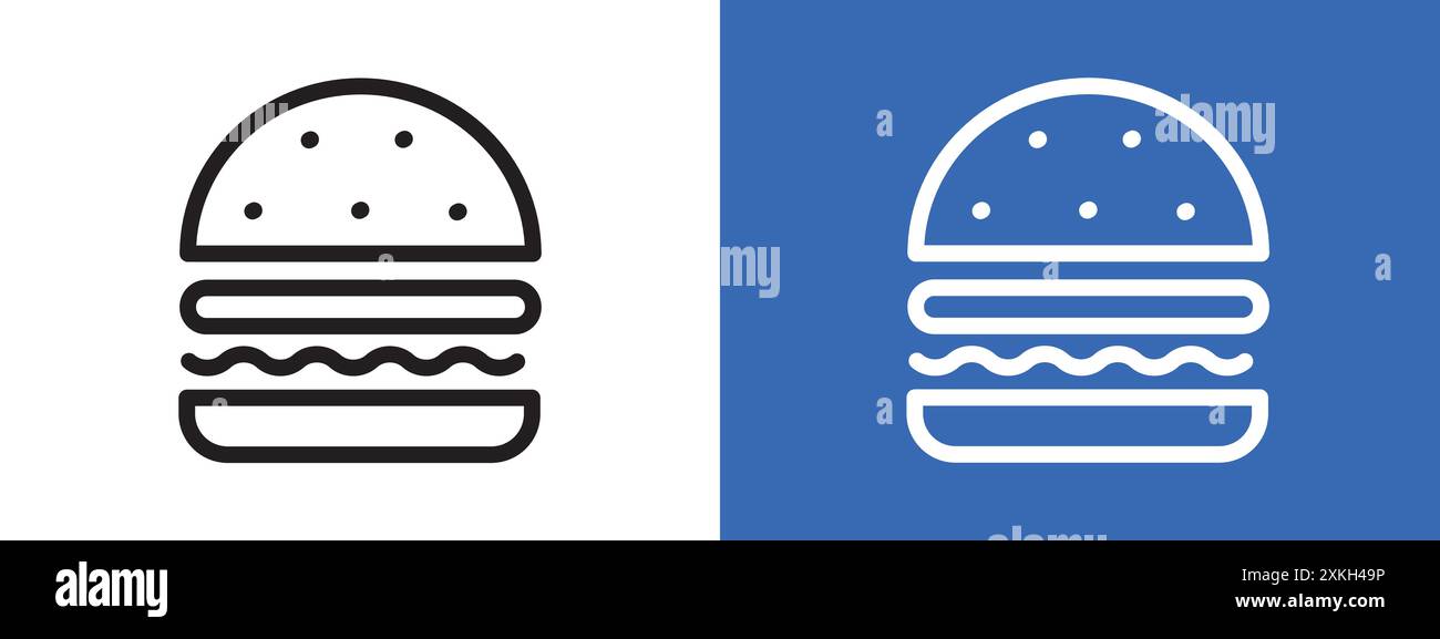 Burger icon logo sign vector outline in black and white color Stock ...