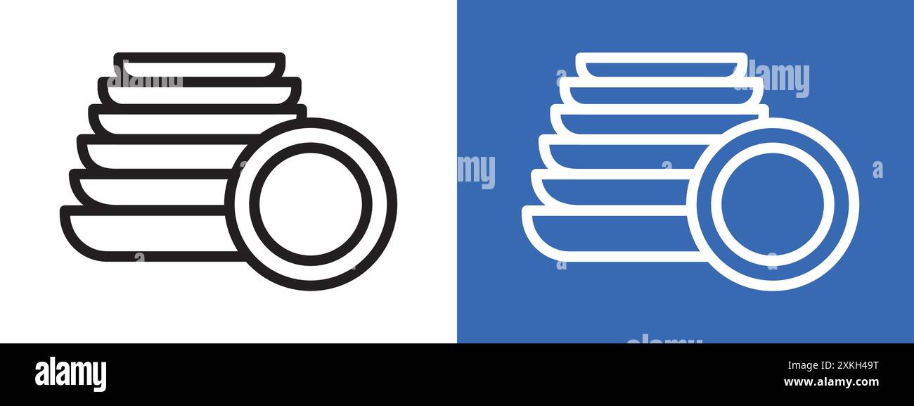 Clean stack plates icon logo sign vector outline in black and white ...