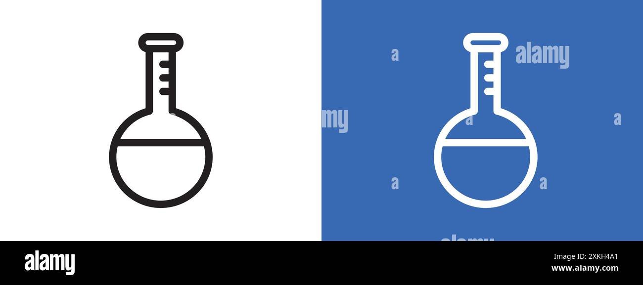Chemical flask icon logo sign vector outline in black and white color ...
