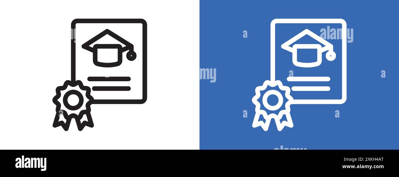Certification diploma icon logo sign vector outline in black and white ...