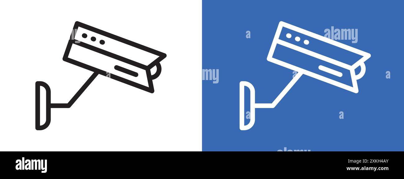 CCTV camera icon logo sign vector outline in black and white color ...