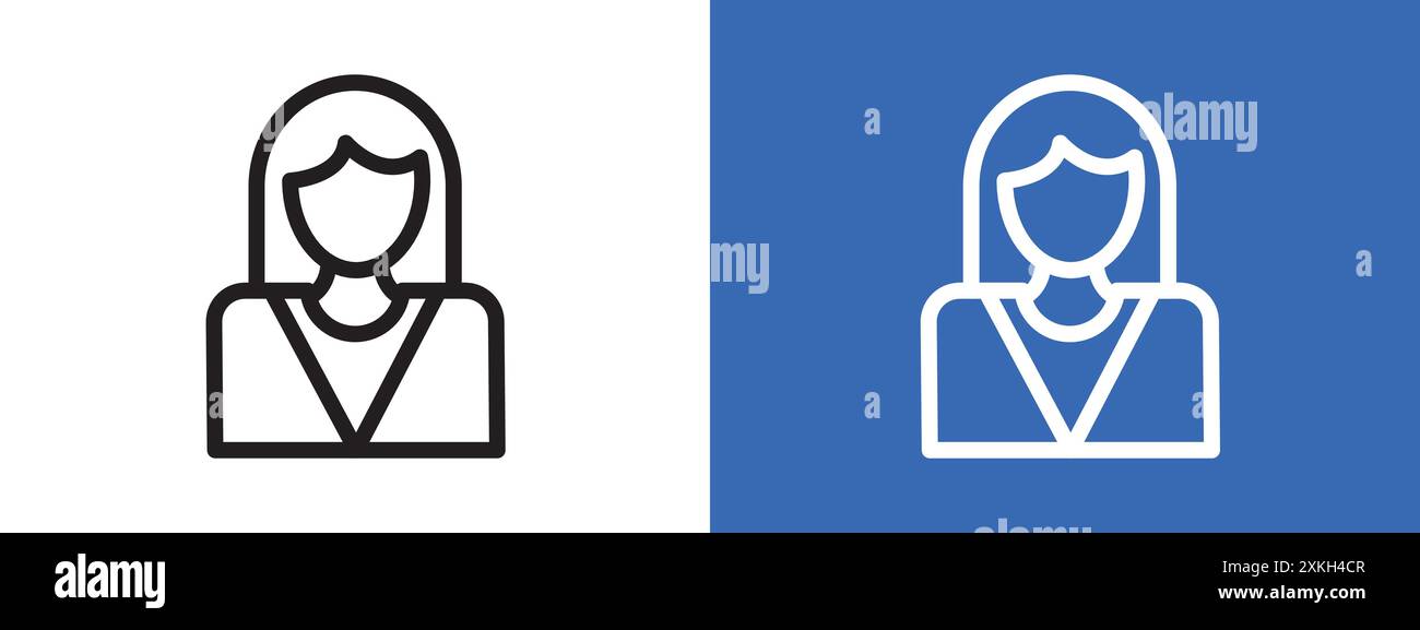 Business women icon logo sign vector outline in black and white color ...