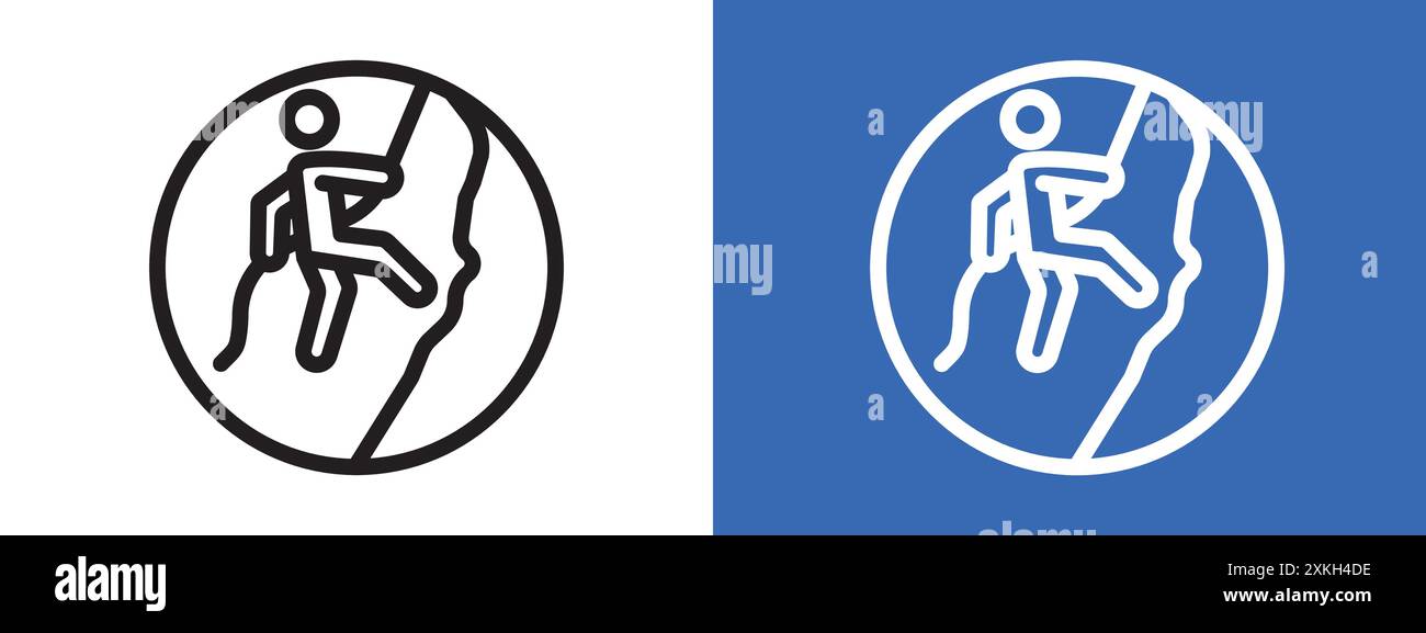 Climbing icon logo sign vector outline in black and white color Stock ...