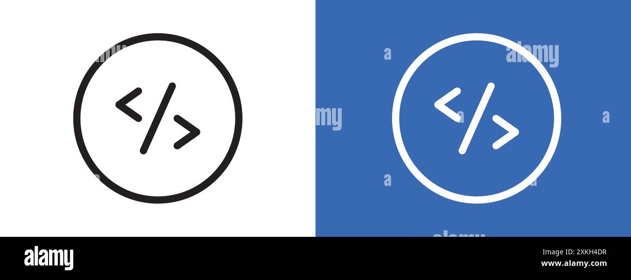 Coding icon logo sign vector outline in black and white color Stock ...