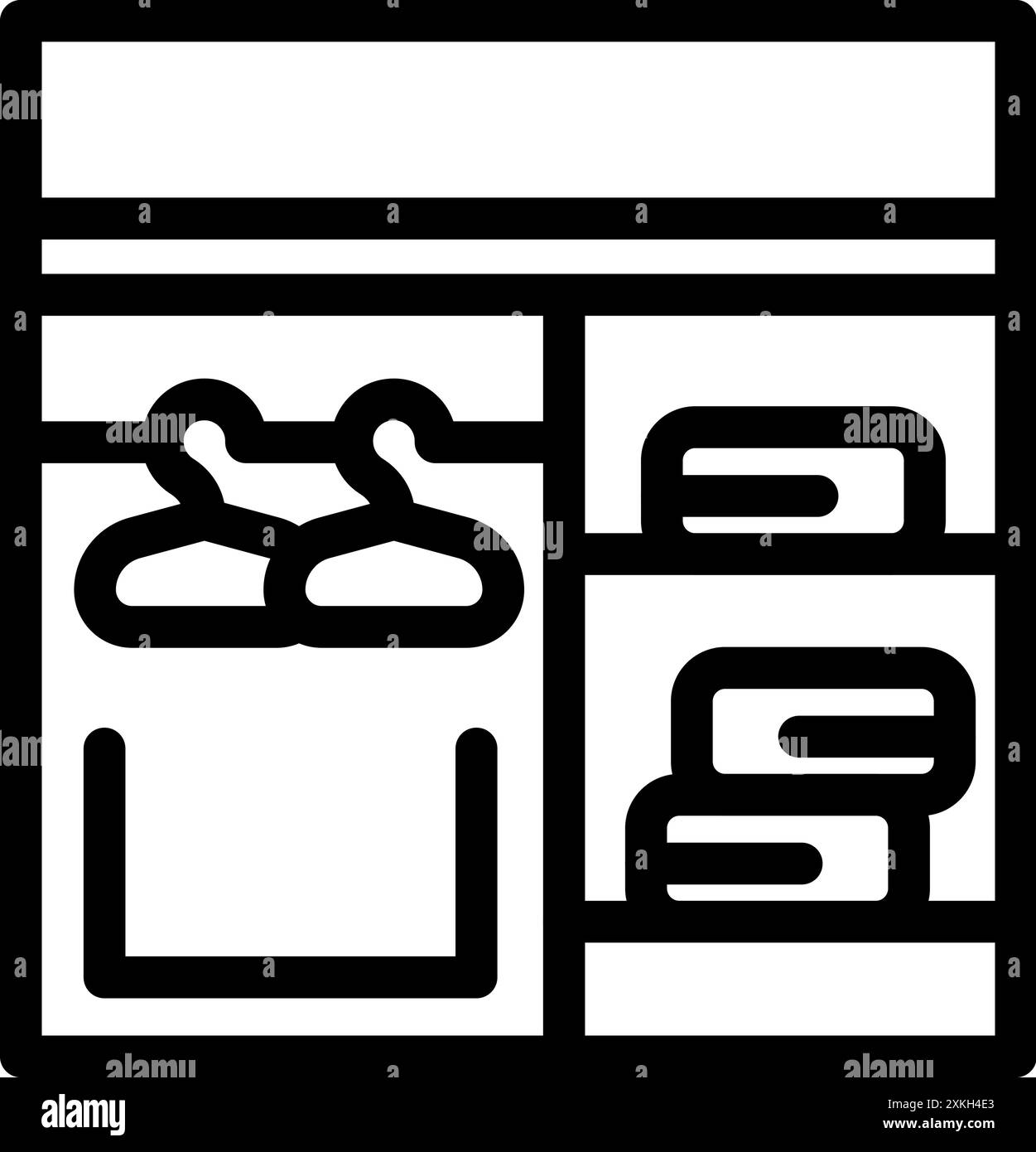 Line art icon of an open closet, perfect for projects related to home ...