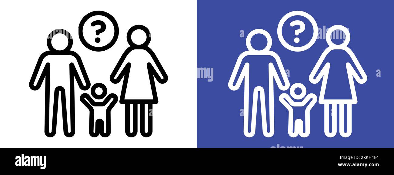 Child custody icon logo sign vector outline in black and white color ...