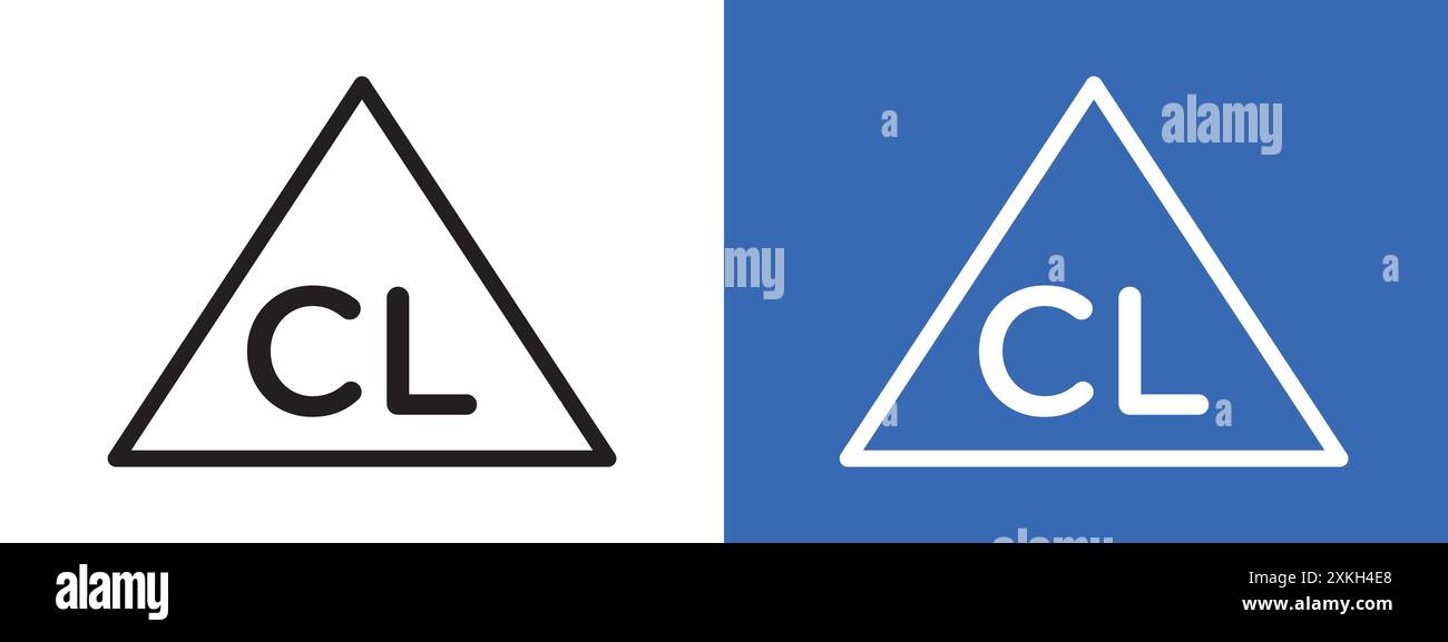 Chlorine bleach icon logo sign vector outline in black and white color ...