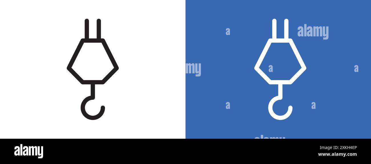 Crane hook icon logo sign vector outline in black and white color Stock ...
