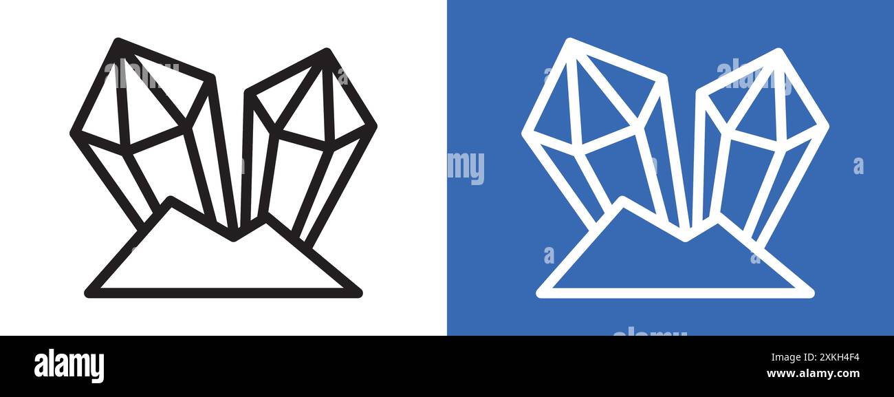 crystal prism icon logo sign vector outline in black and white color ...