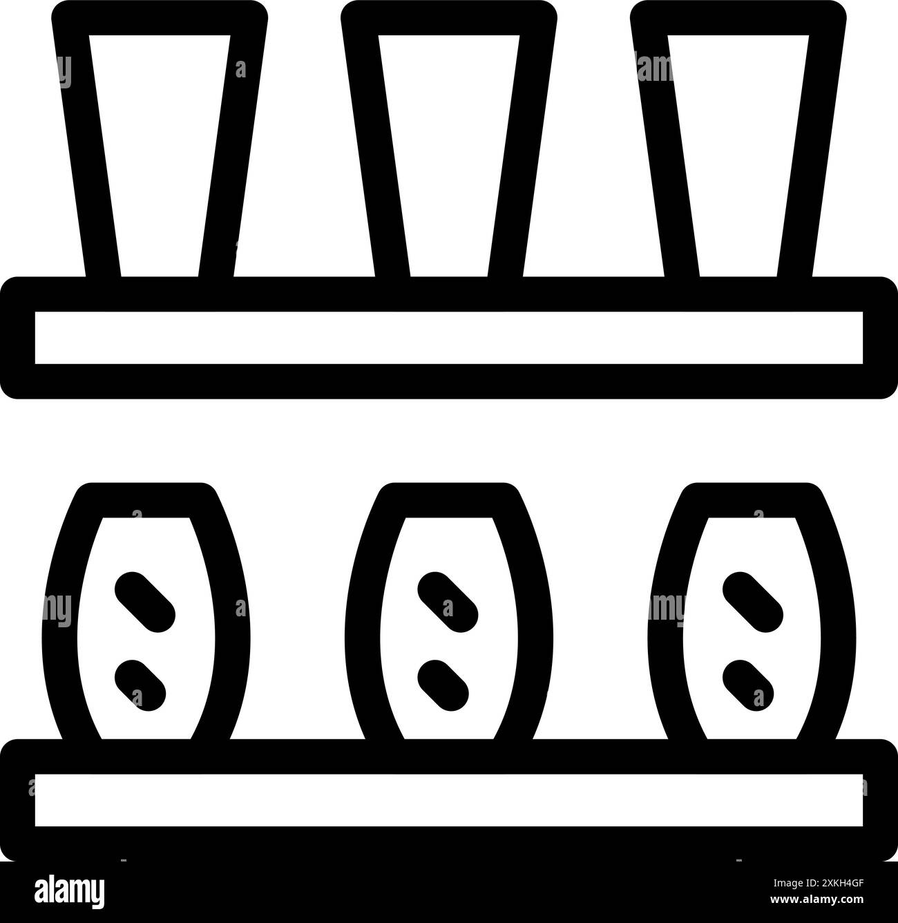 Line art icon of kitchen storage with shelves organizing jars of food ...