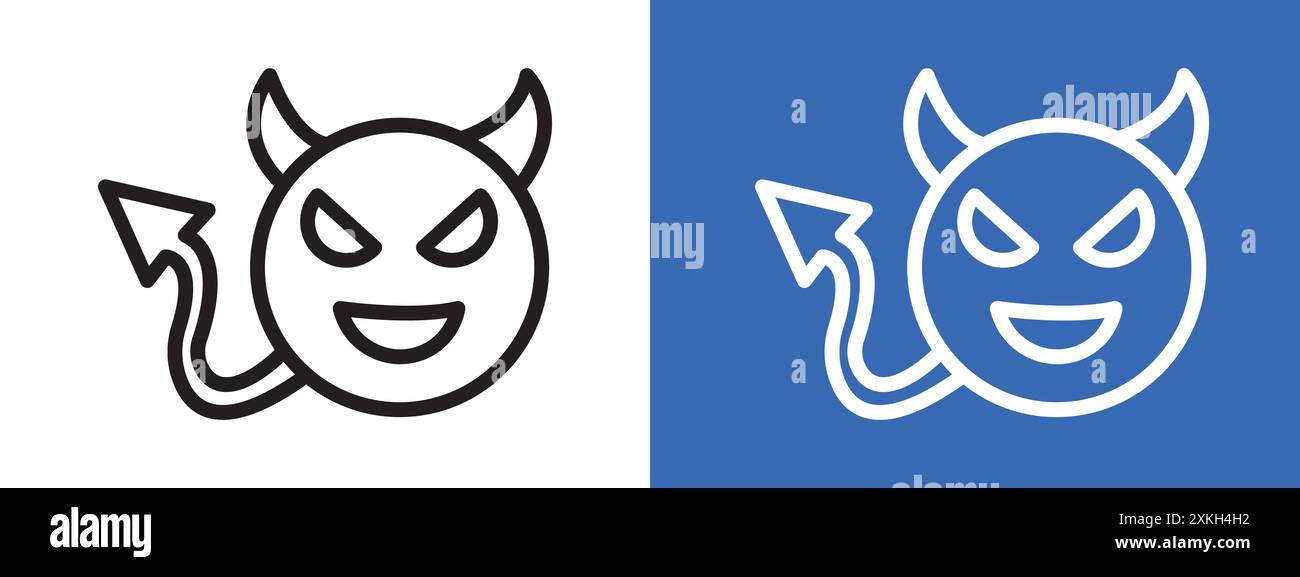 Demon devil icon logo sign vector outline in black and white color ...