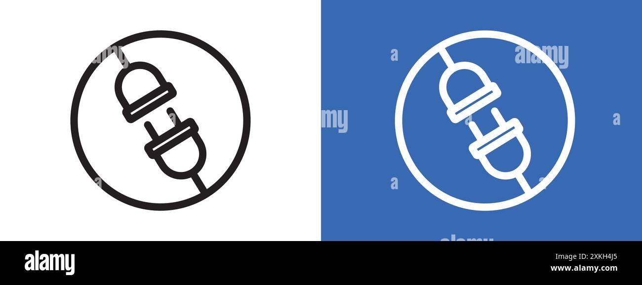 Connect plug icon logo sign vector outline in black and white color ...