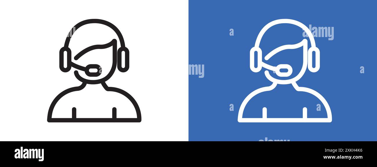 customer support icon logo sign vector outline in black and white color ...