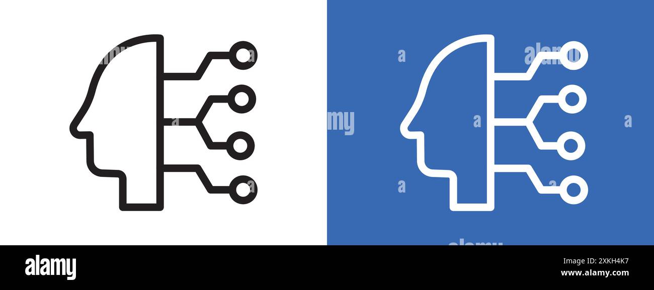 Cyborg icon logo sign vector outline in black and white color Stock ...