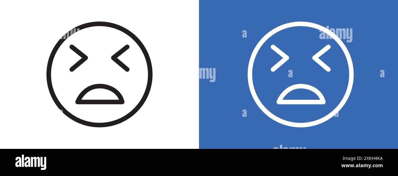 Desperate emoji icon logo sign vector outline in black and white color ...