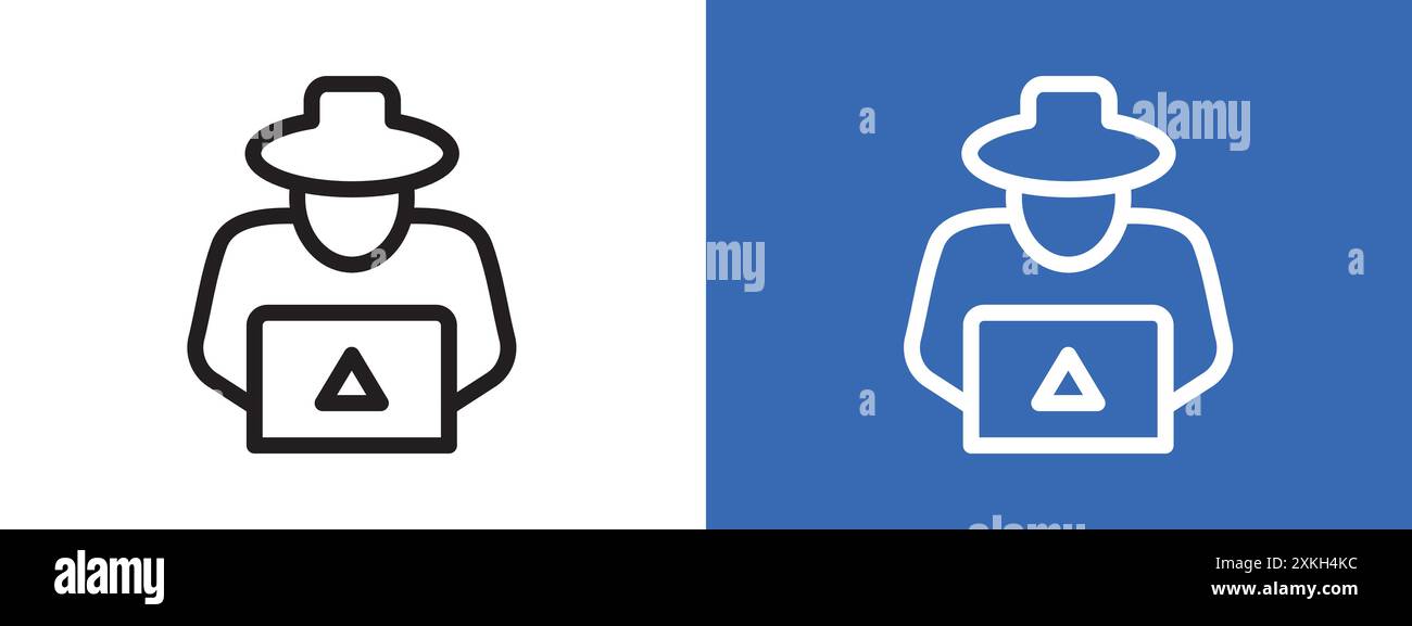 Cyber crime icon logo sign vector outline in black and white color ...