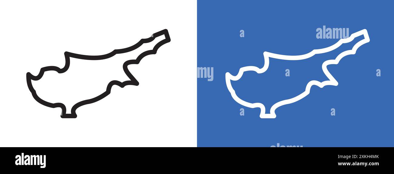 Cyprus map icon logo sign vector outline in black and white color Stock ...