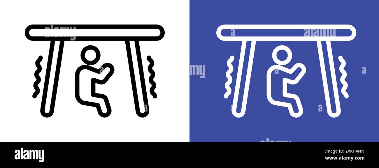 Earthquake safety place icon logo sign vector outline in black and ...