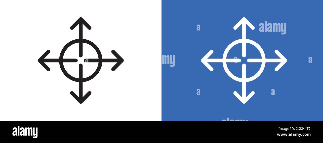 Expand icon logo sign vector outline in black and white color Stock ...