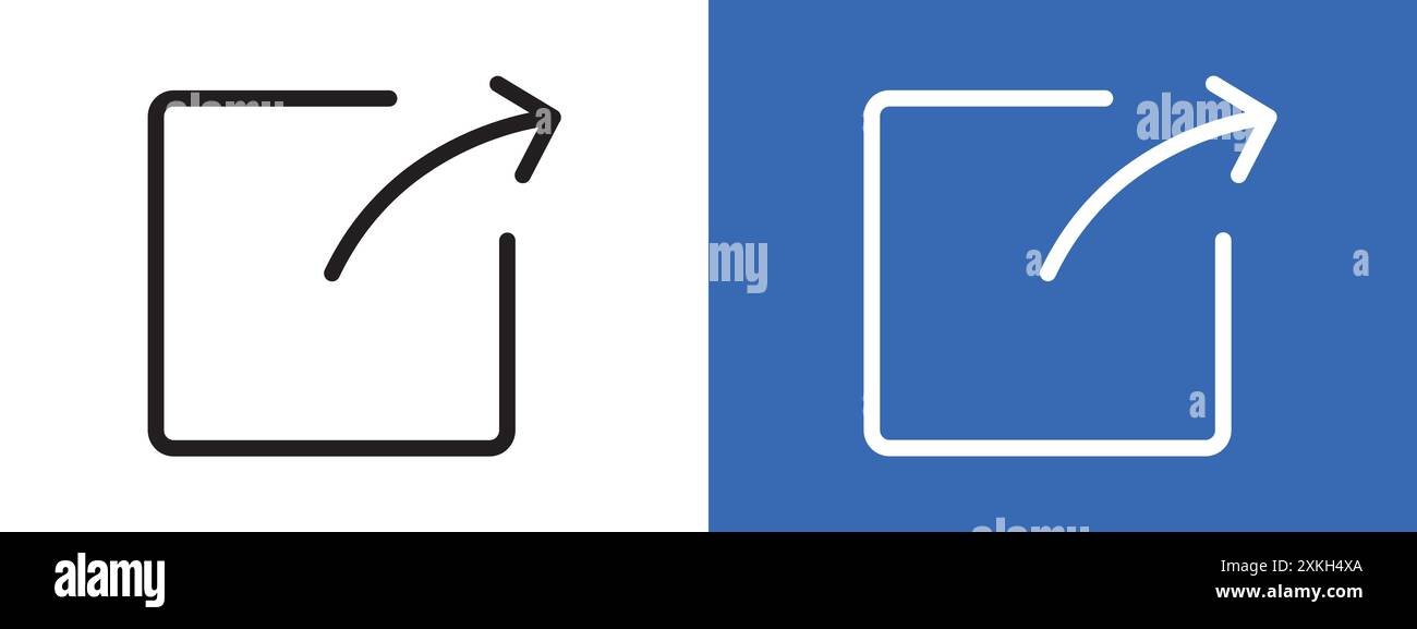 External link icon logo sign vector outline in black and white color ...