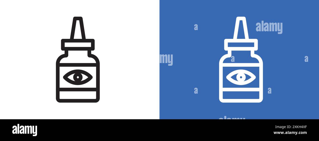 EYE DROP icon logo sign vector outline in black and white color Stock ...