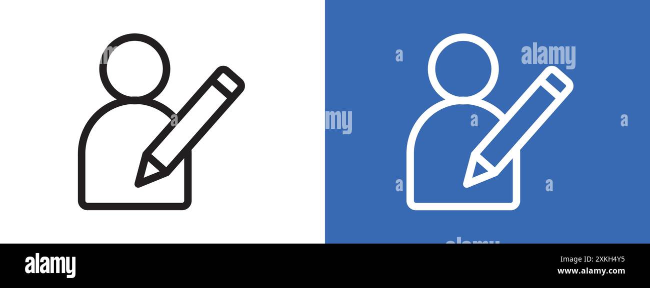 Edit user icon logo sign vector outline in black and white color Stock ...