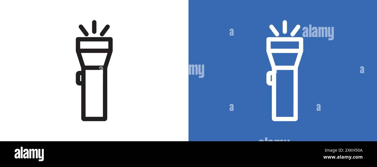 Flashlight icon logo sign vector outline in black and white color Stock ...