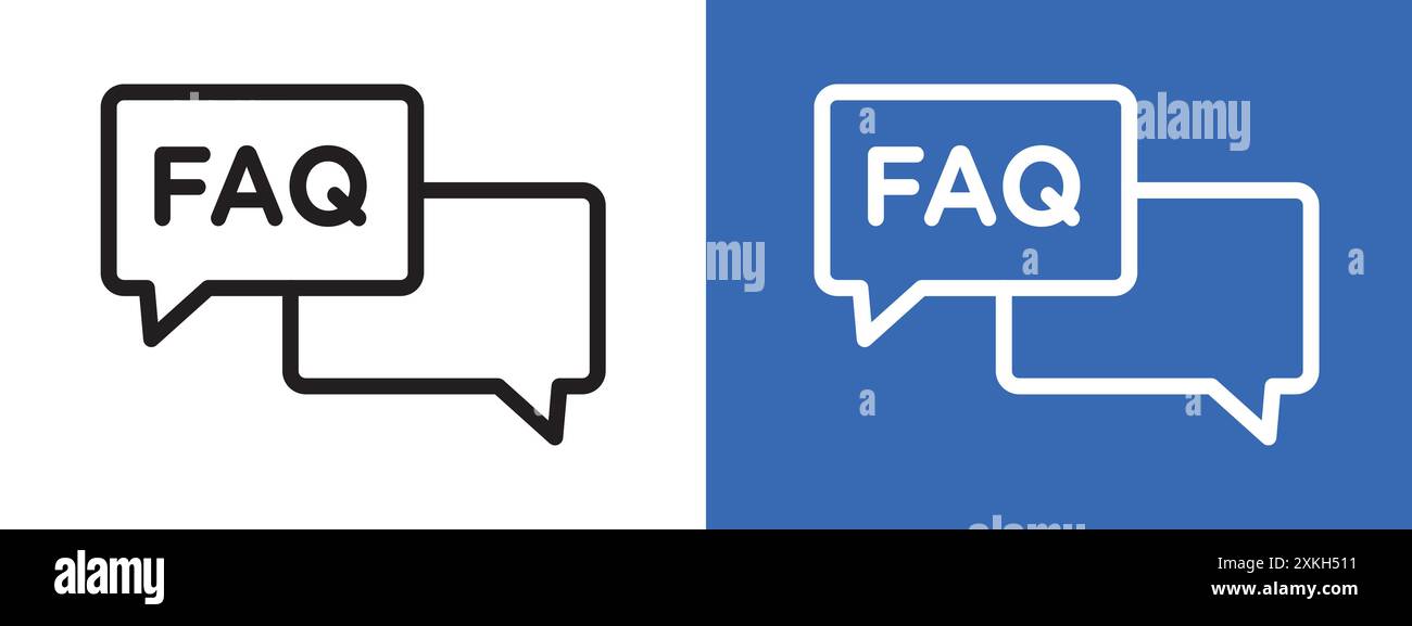 FAQ icon logo sign vector outline in black and white color Stock Vector ...