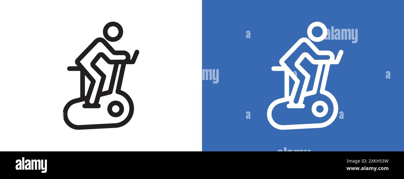 Elliptical bike icon logo sign vector outline in black and white color ...